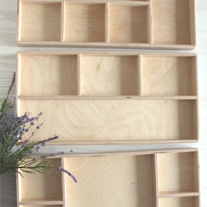 Wood Tray With Dividers, Tinker Tray, Sorting Tray, Partition Box Tray ...