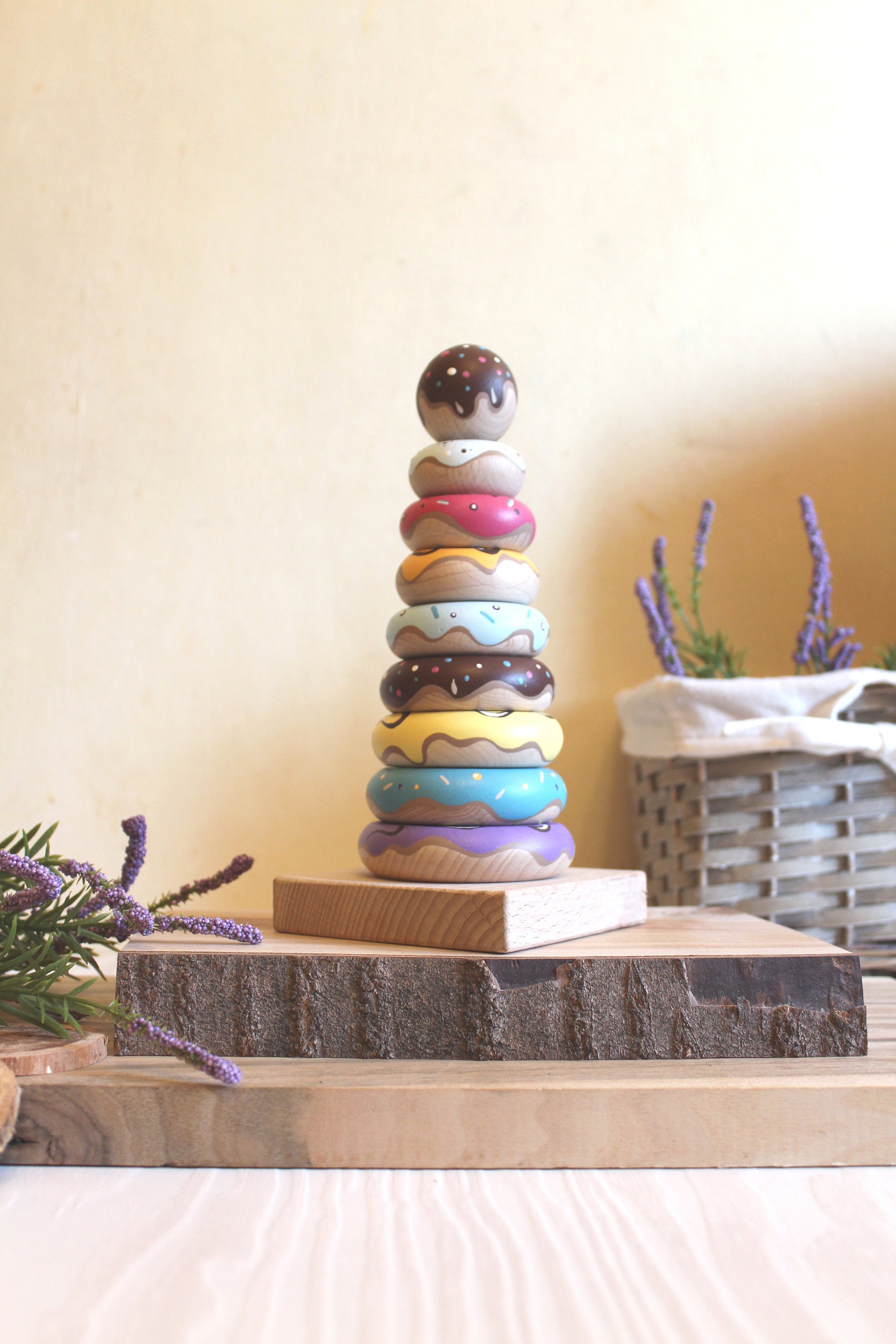 Wooden Stacking Pyramid Donut Stacker Ring Stacker Toddlers - Etsy