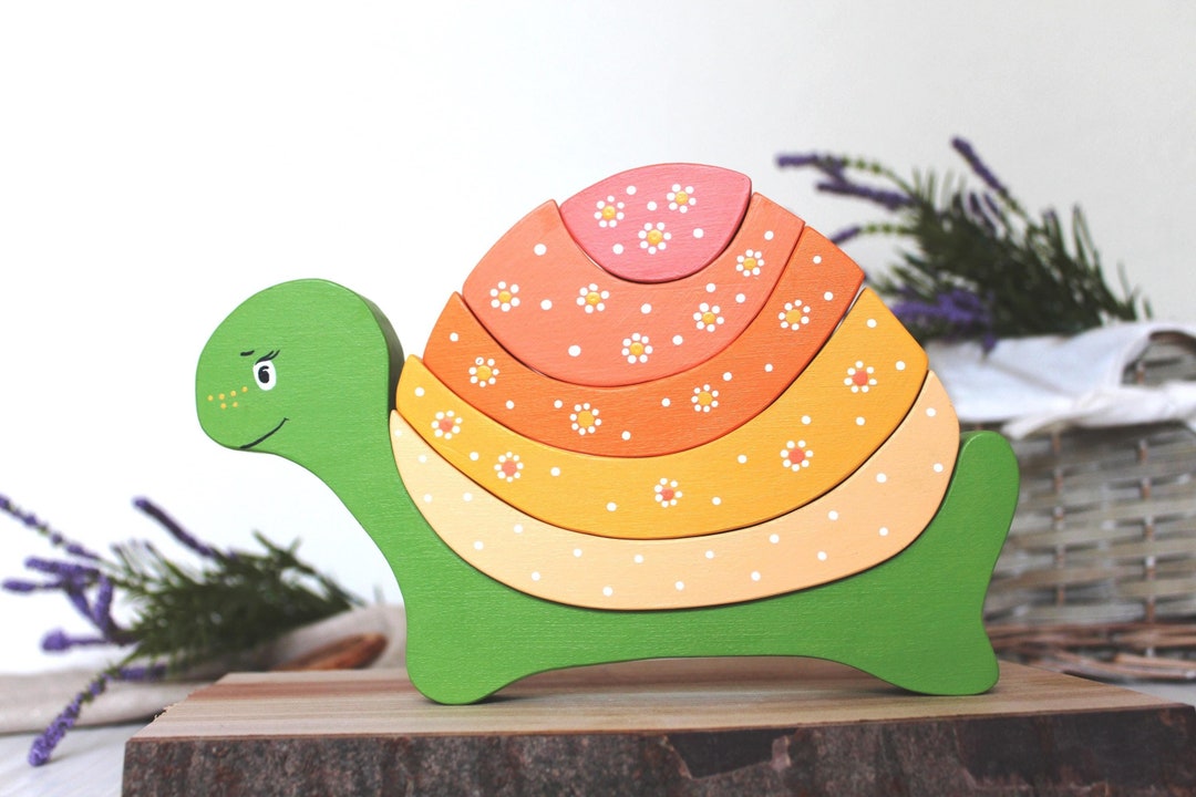 Wooden Turtle Toy, Animal Puzzle, Stacking Animal, Balancing Toy ...