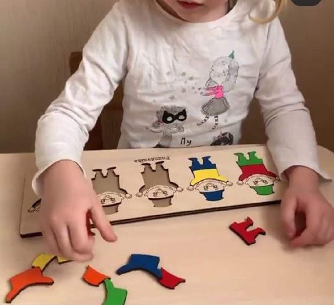 Wooden Sorting Color Toys Montessori Learning Toys Matching Game Wooden Gnomes Toy Gnome