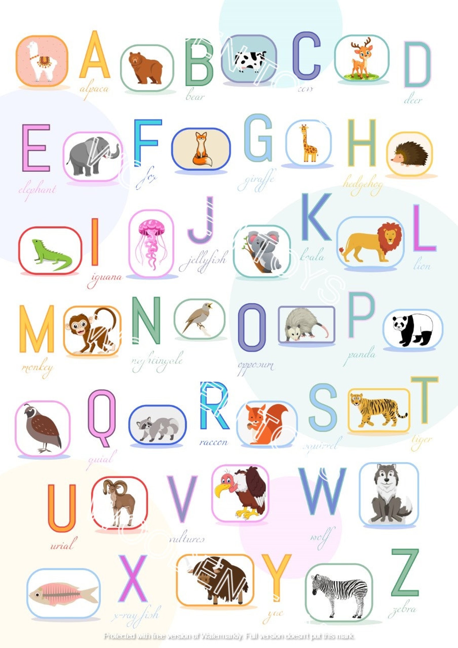 Printable Alphabet English Alphabet Alphabet Poster Animal - Etsy