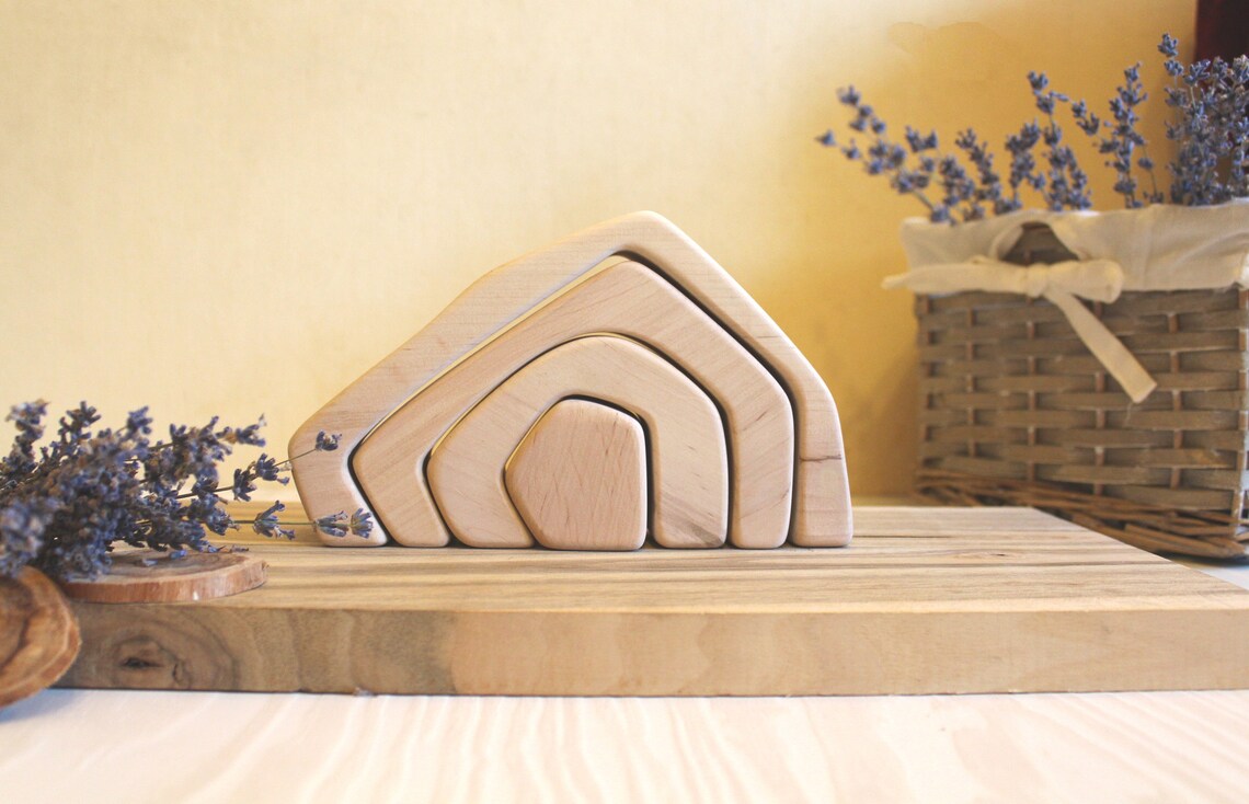 Stacking Toy Stone Caves Nesting Earth Wooden Puzzle | Etsy