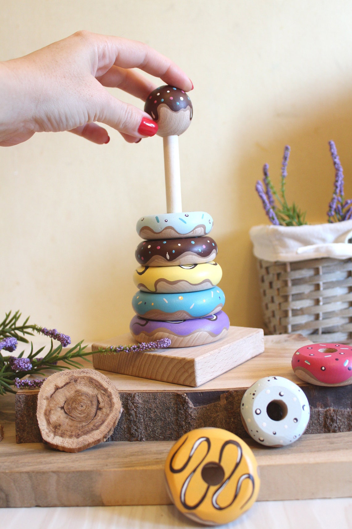 Wooden Stacking Pyramid Donut Stacker Ring Stacker Toddlers - Etsy