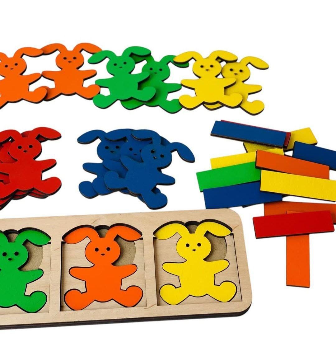 Wooden Color Sorting Toy, Color Matching Toy, Montessori Learning Color ...