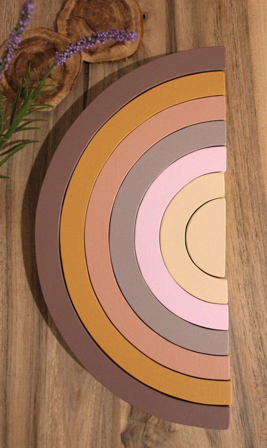 Montessori Stacker, Earth Colors Stacker Wooden Rainbow Stacker Sensory ...