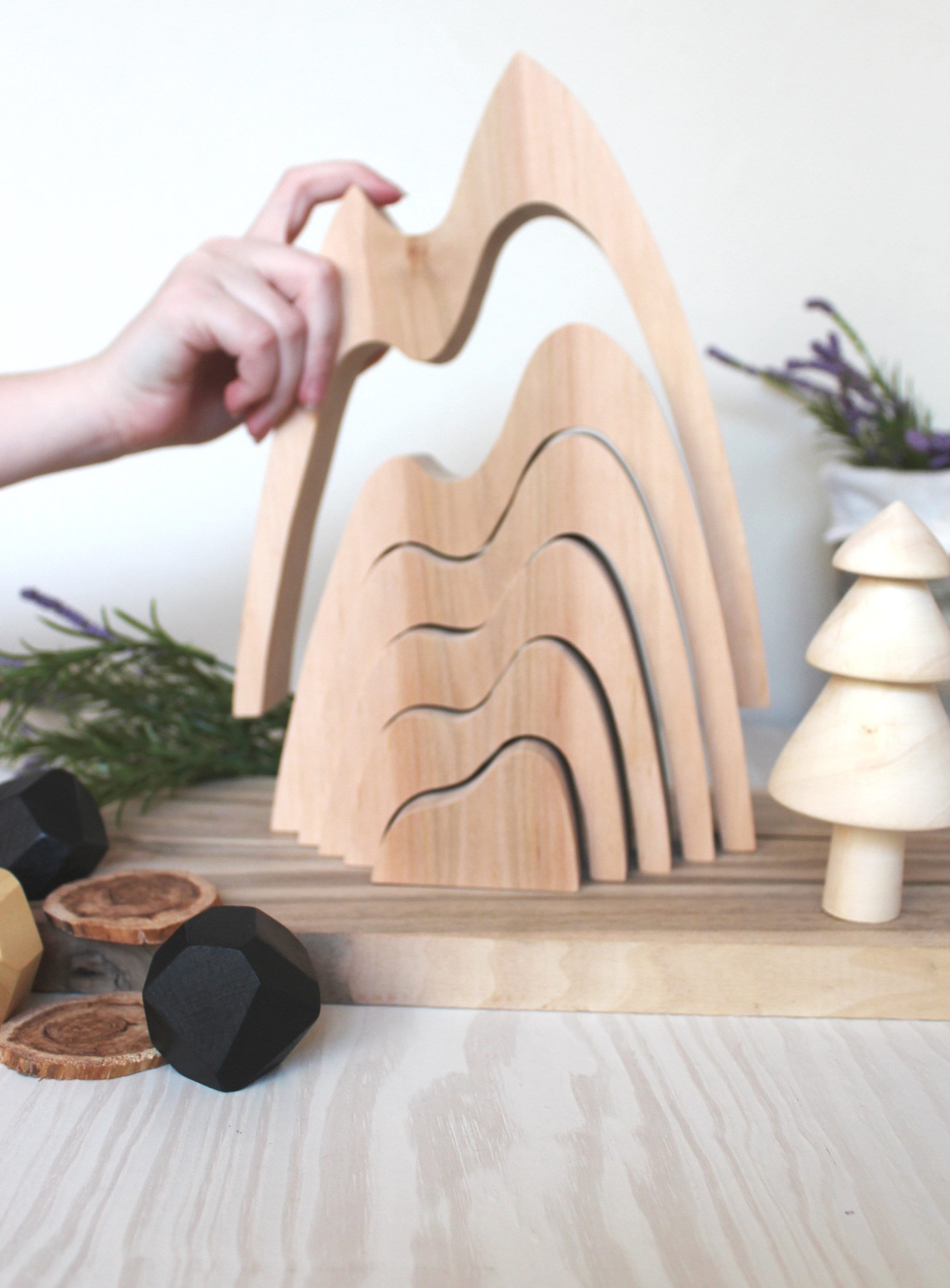 Mountain Wooden Toy Wooden Stacker Toy Montessori Toys 2 | Etsy