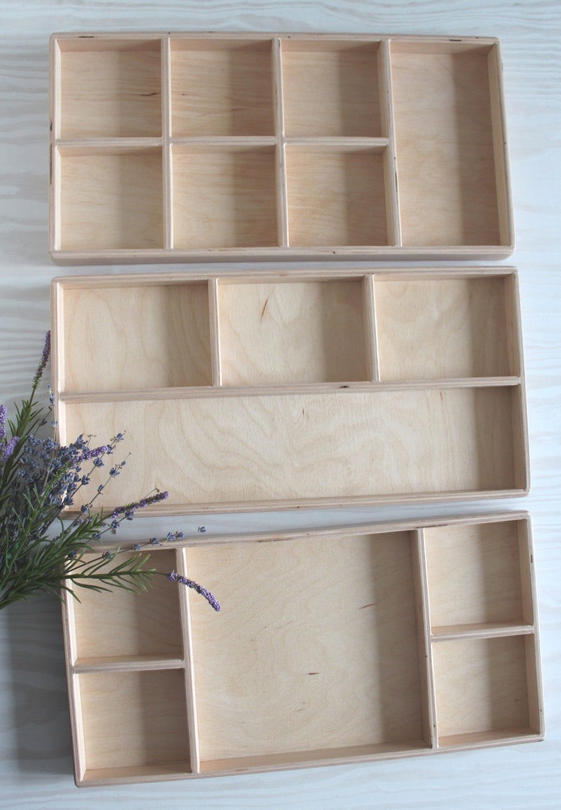 Wood Tray With Dividers, Tinker Tray, Sorting Tray, Partition Box Tray ...