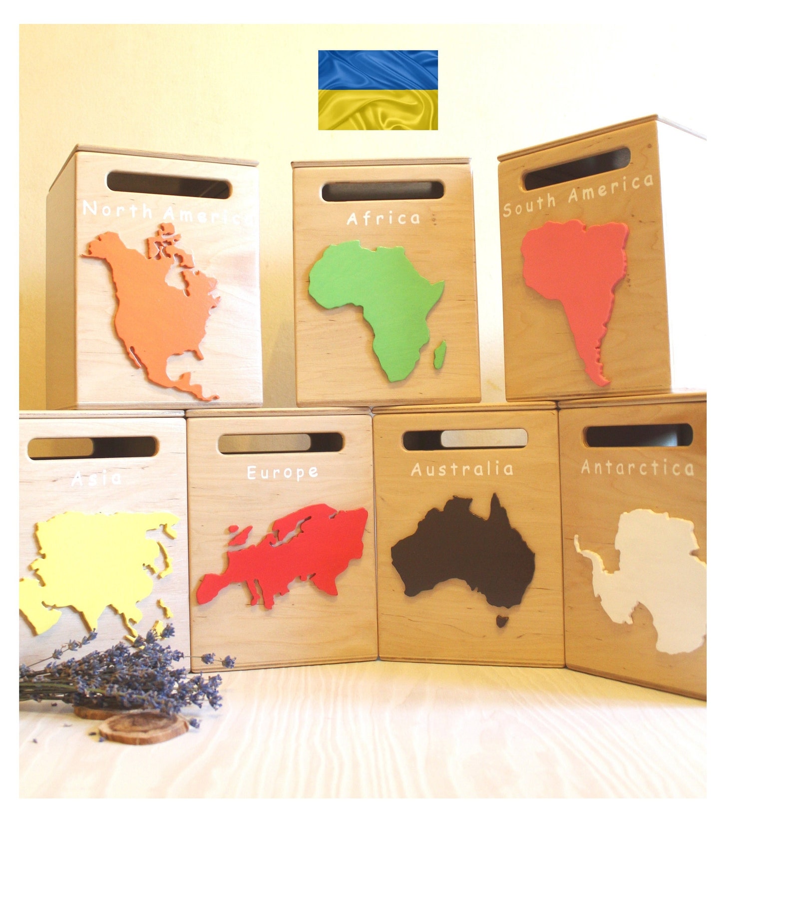 Montessori Continent Box SET of 7 Continents Continent Storage - Etsy
