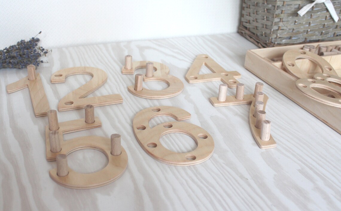 Wooden Numbers Pegs Preschool Montessori Class Home School - Etsy