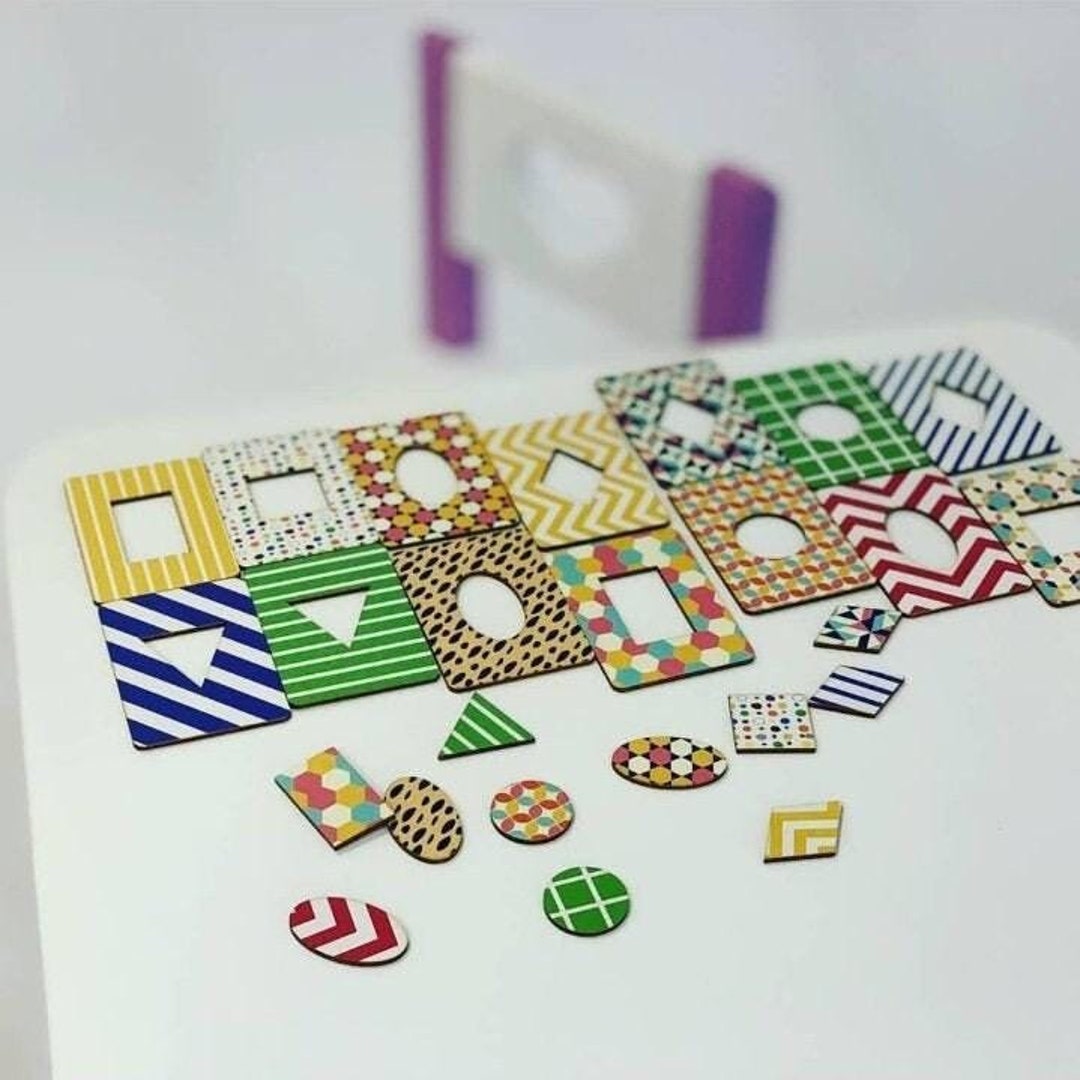 Wooden Matching Cards, Geometric Shapes Matching Cards, Early Math ...