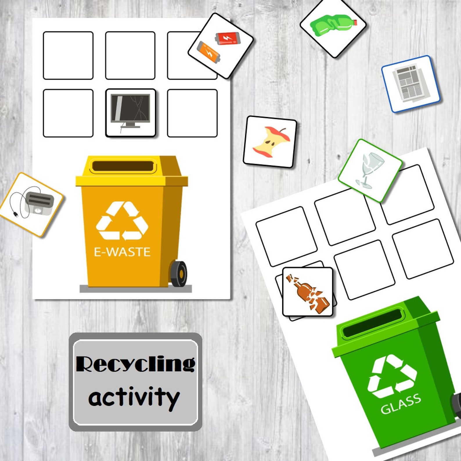 RECYCLABLE Sorting Cards Earth Day Activity Earth Day - Etsy