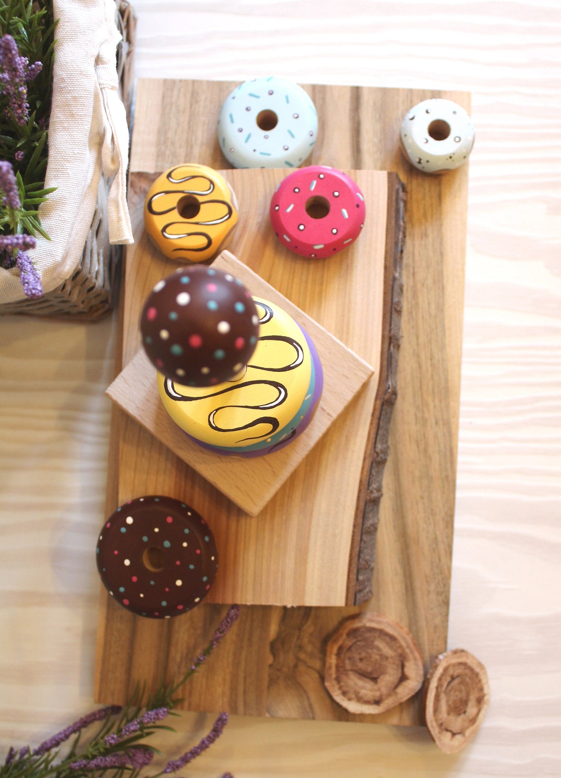 Wooden Stacking Pyramid Donut Stacker Ring Stacker Toddlers - Etsy
