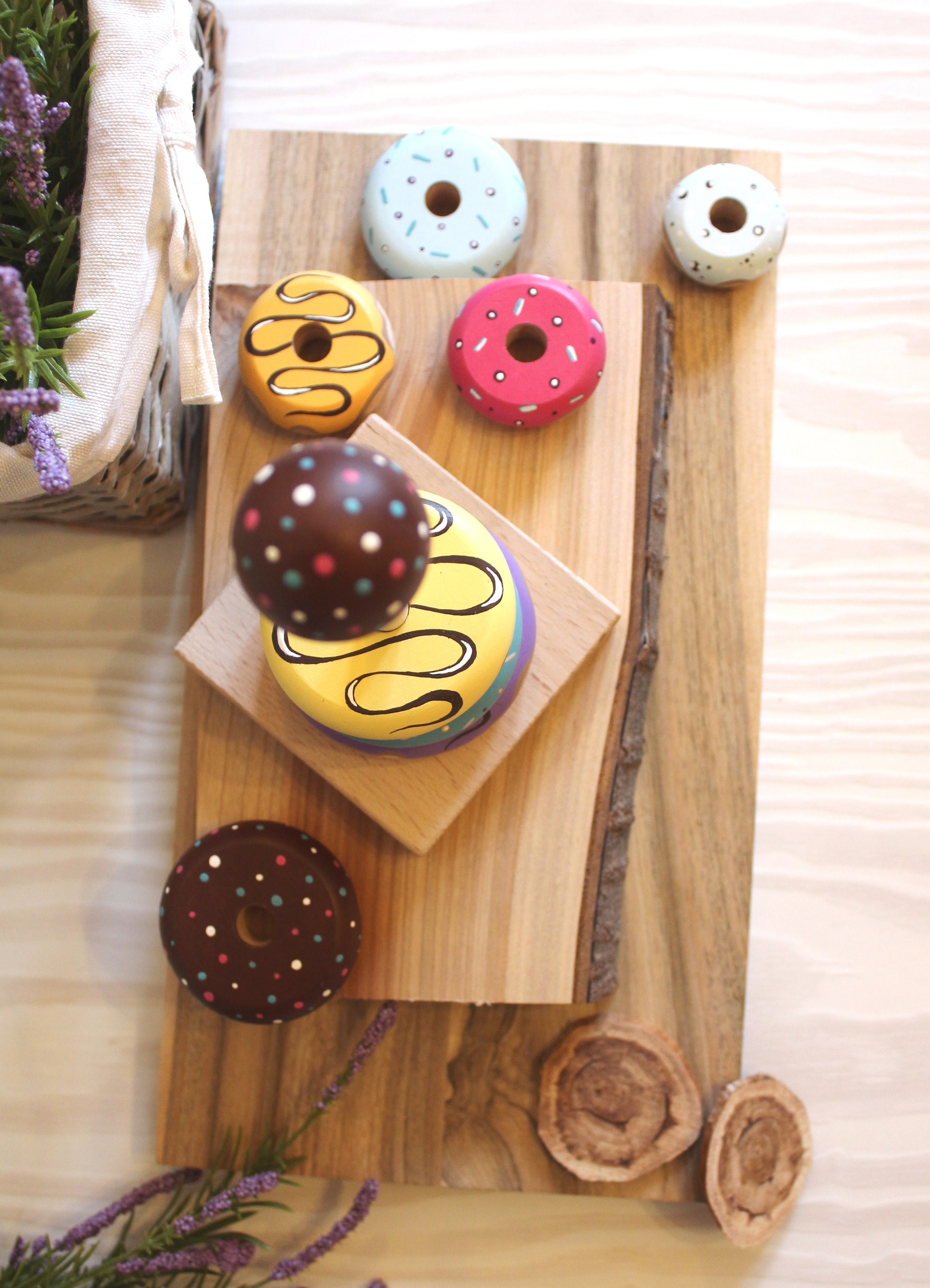 Wooden Stacking Pyramid Donut Stacker Ring Stacker Toddlers - Etsy