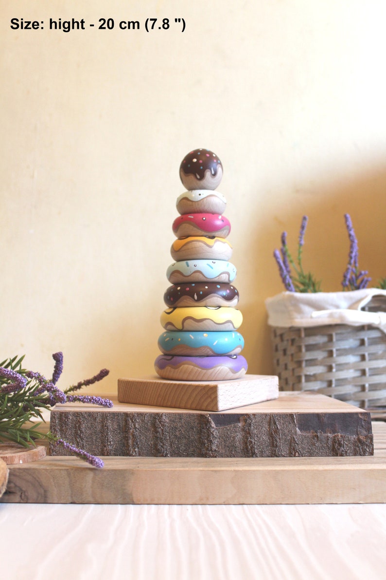 Wooden Stacking Pyramid Donut Stacker Ring Stacker Toddlers - Etsy