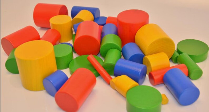 Color Cylinders Wooden Blocks Montessori Materials - Etsy