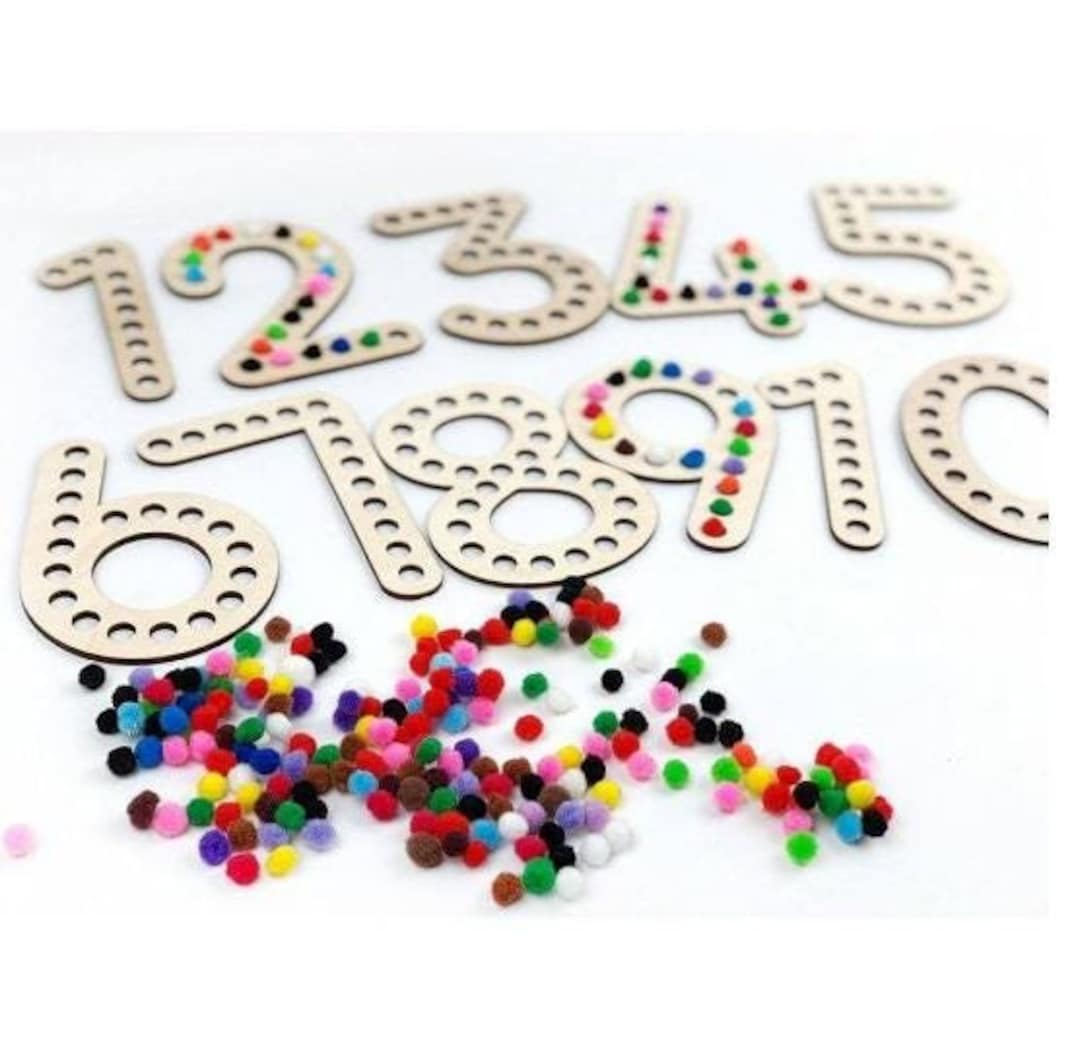 Natural Wooden Numbers, Montessori Toys, Learning Toy, Sorting Fine ...