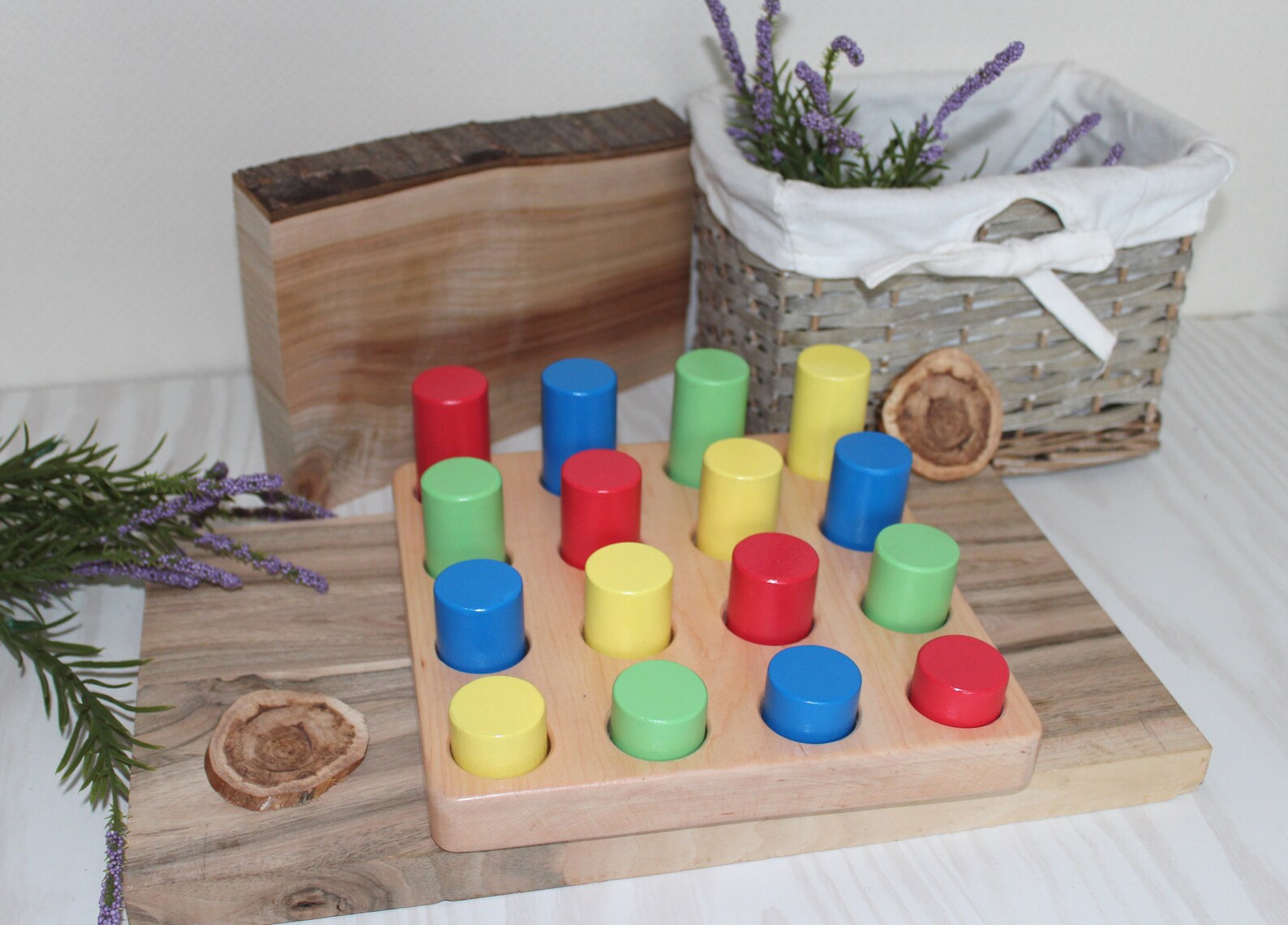 Montessori Cylinders With Tray Rainbow Cylinders Preschool - Etsy