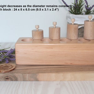 Montessori Knobbed Cylinder Blocks Wooden Puzzle Preschool Homeschool ...