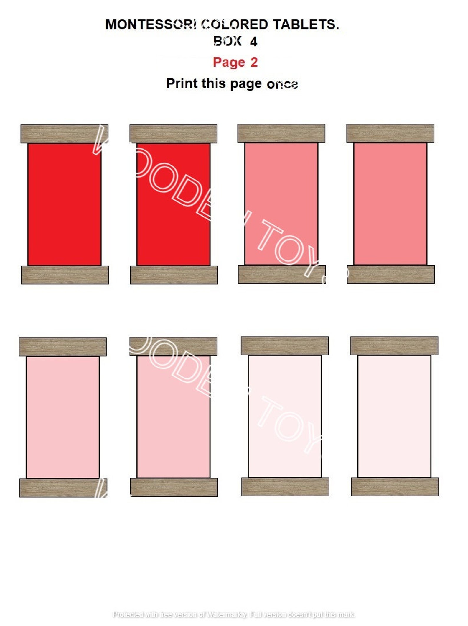 Montessori Colored Tablets Box 4 Printable Homeschool download | Etsy