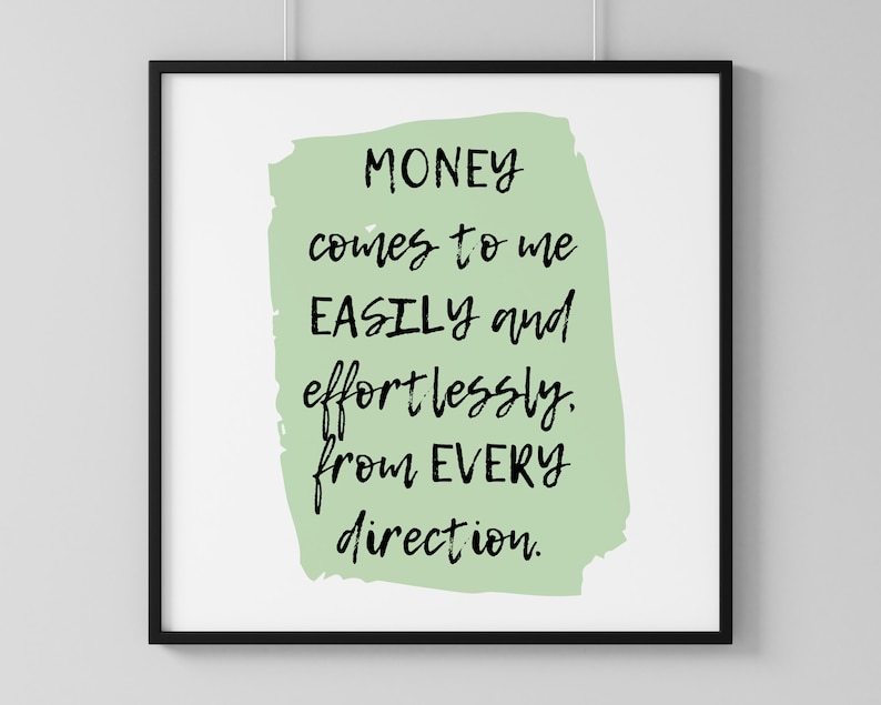 Money Comes to Me Easily Digital Wall Art Instant Printable Download ...