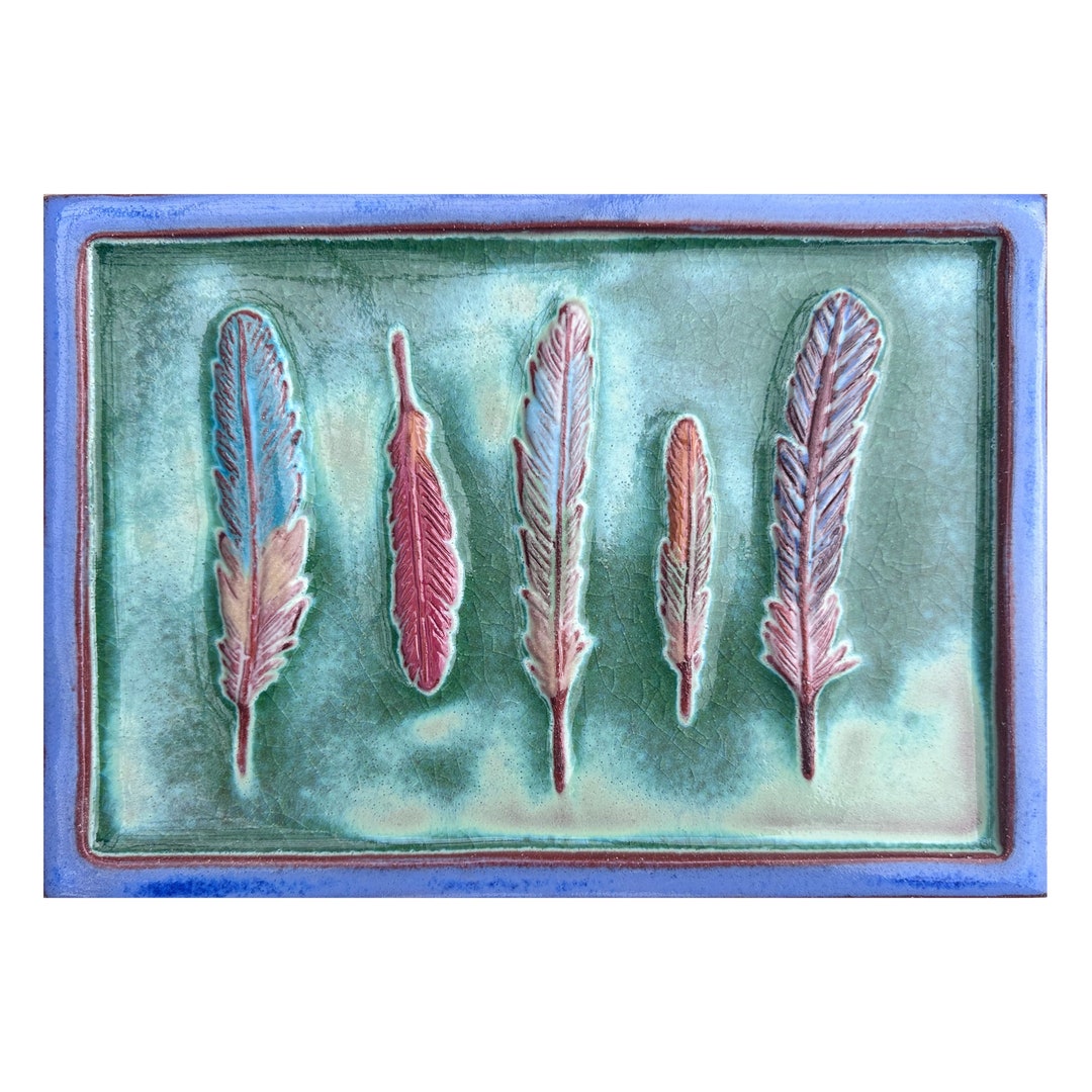 Handmade Feather Study Clay Tile (celadon) - Etsy