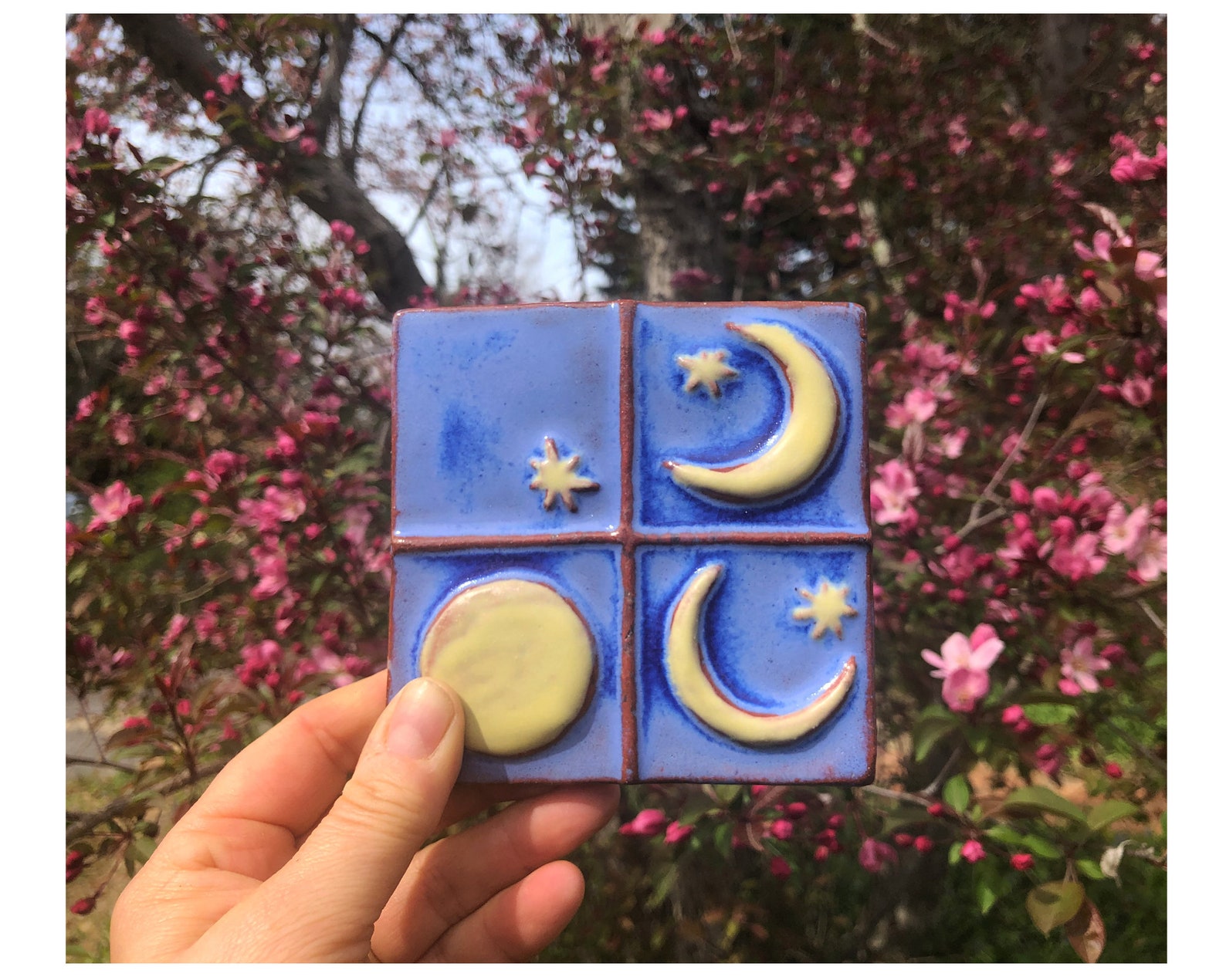 Handmade Ceramic Phases of the Moon Tile - Etsy
