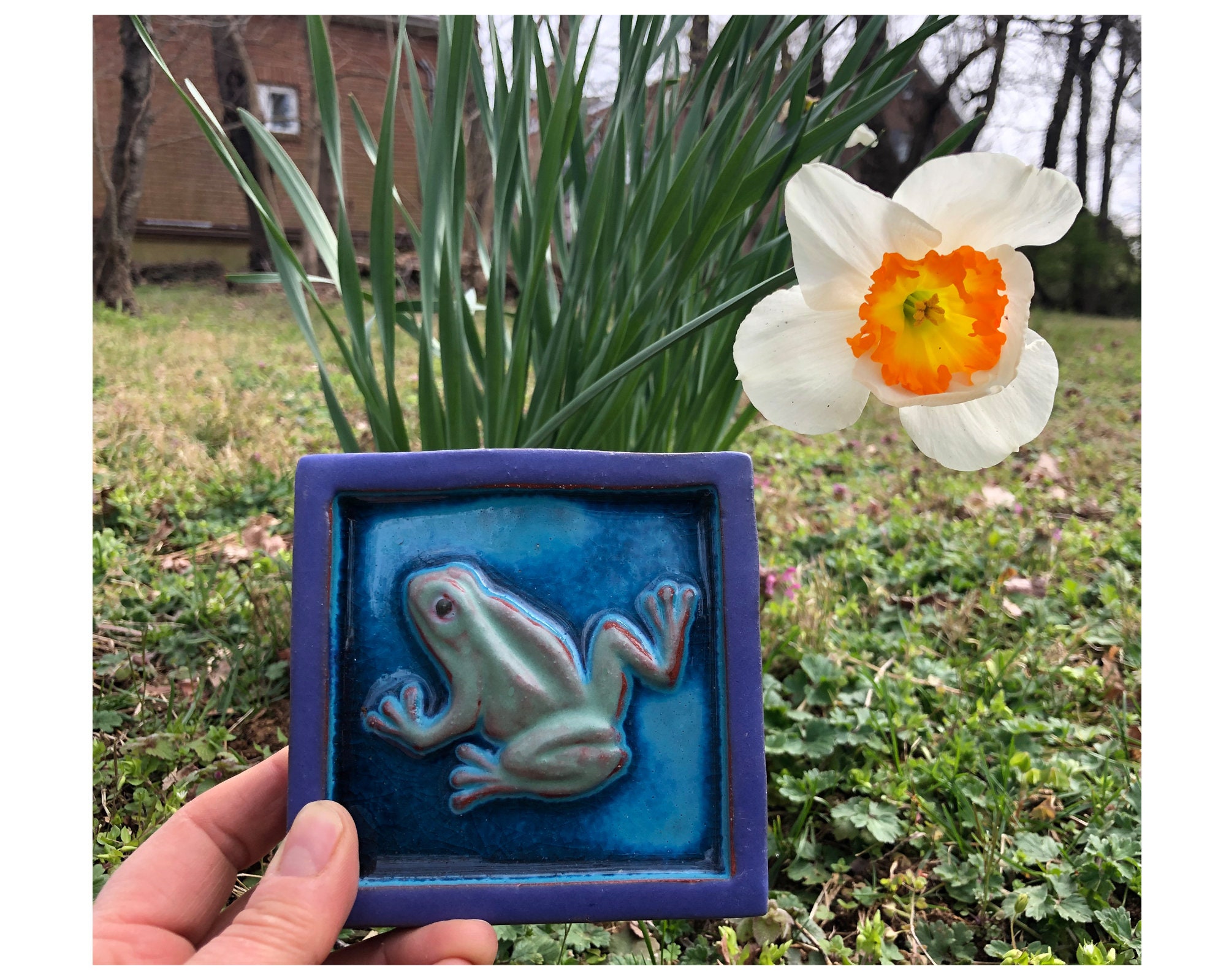 Handmade Ceramic Small Frog Tile - Etsy