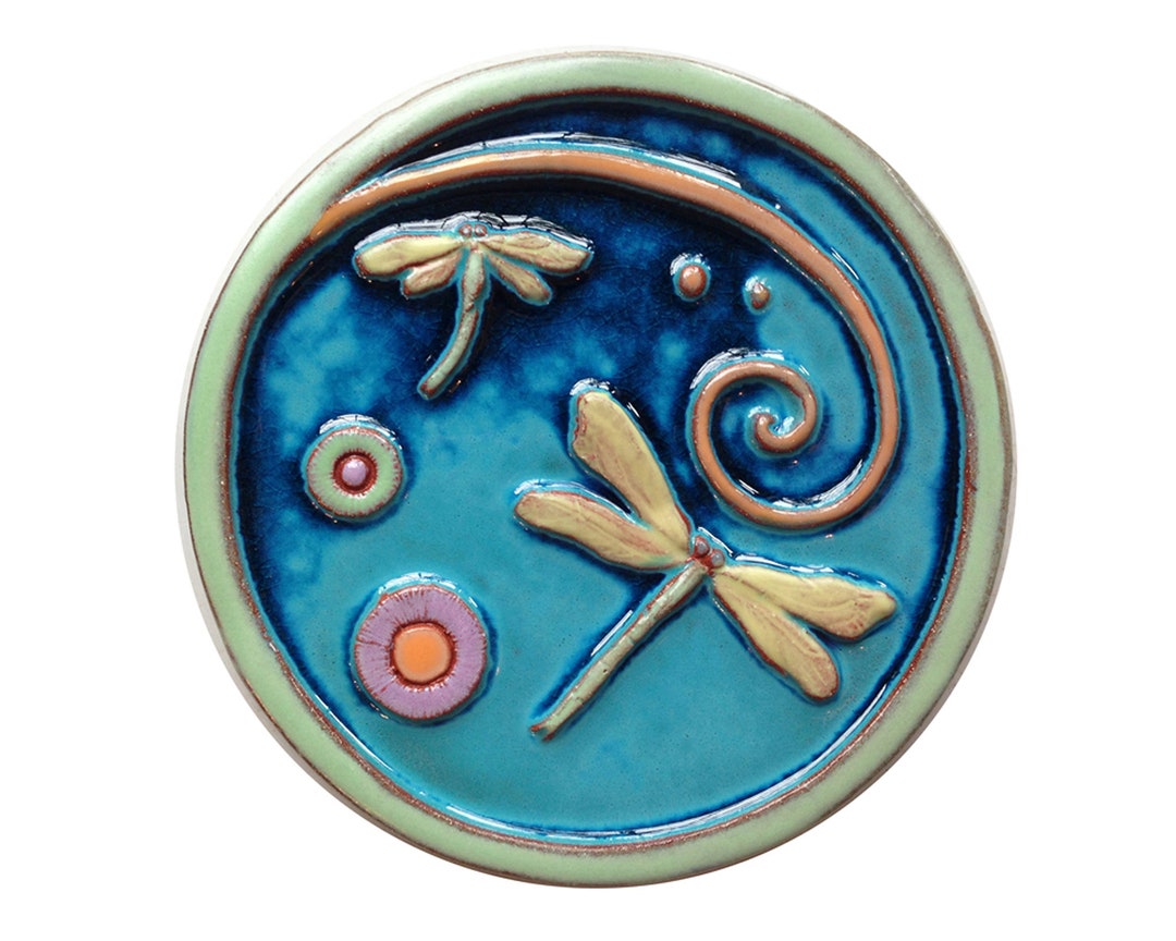 Handmade Ceramic Counter Balance Dragonfly Tile - Etsy