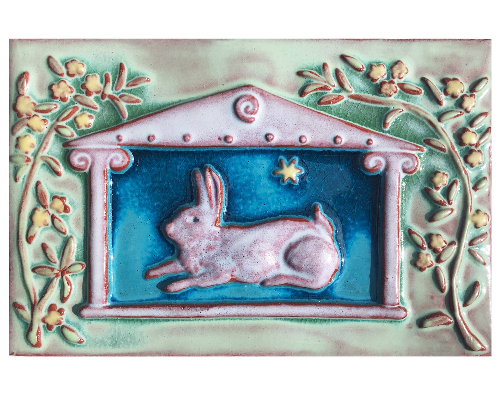 Handmade Ceramic Animal Icons Bunny Tile - Etsy