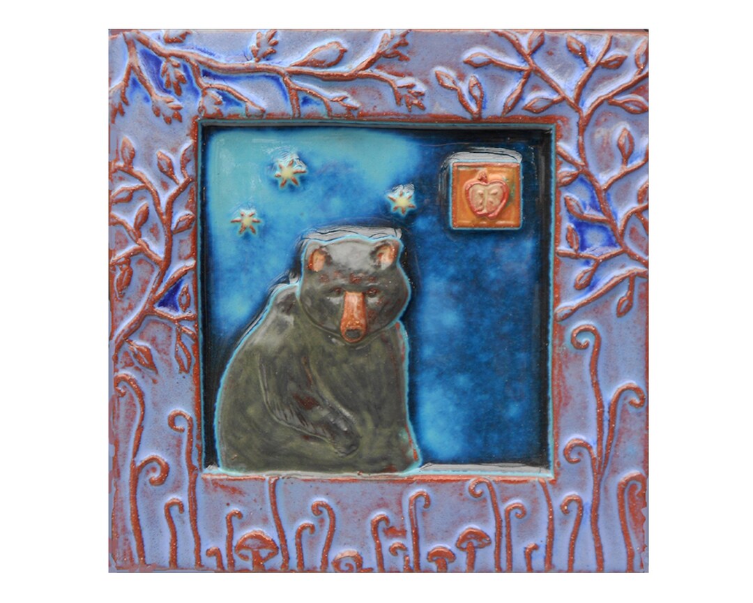 Handmade Ceramic Woodland Creatures Bear Tile - Etsy
