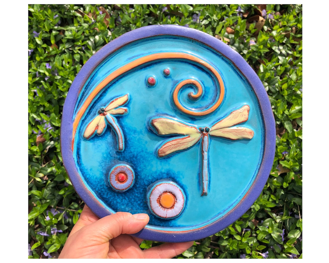 Handmade Ceramic Counter Balance Dragonfly Tile | Etsy