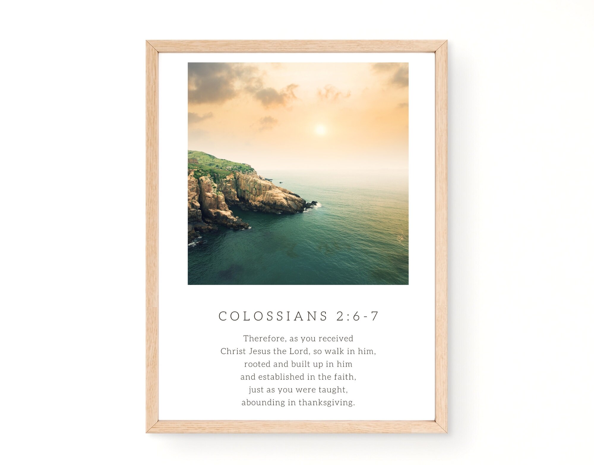 COLOSSIANS 2:6-7 BIBLE VERSE Wall Art Nature, Ocean, Mountain, Sunset ...