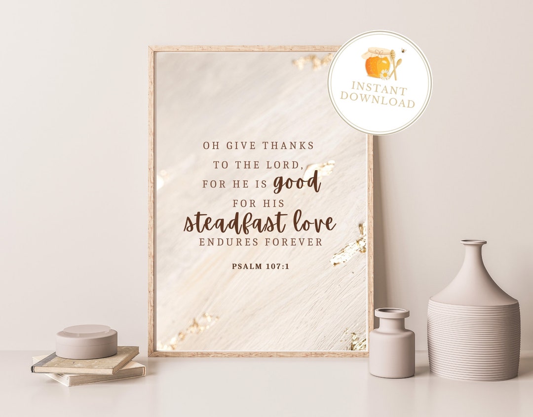 OH GIVE THANKS to the Lord Digital Gold and Rose Themed Wall Art ...