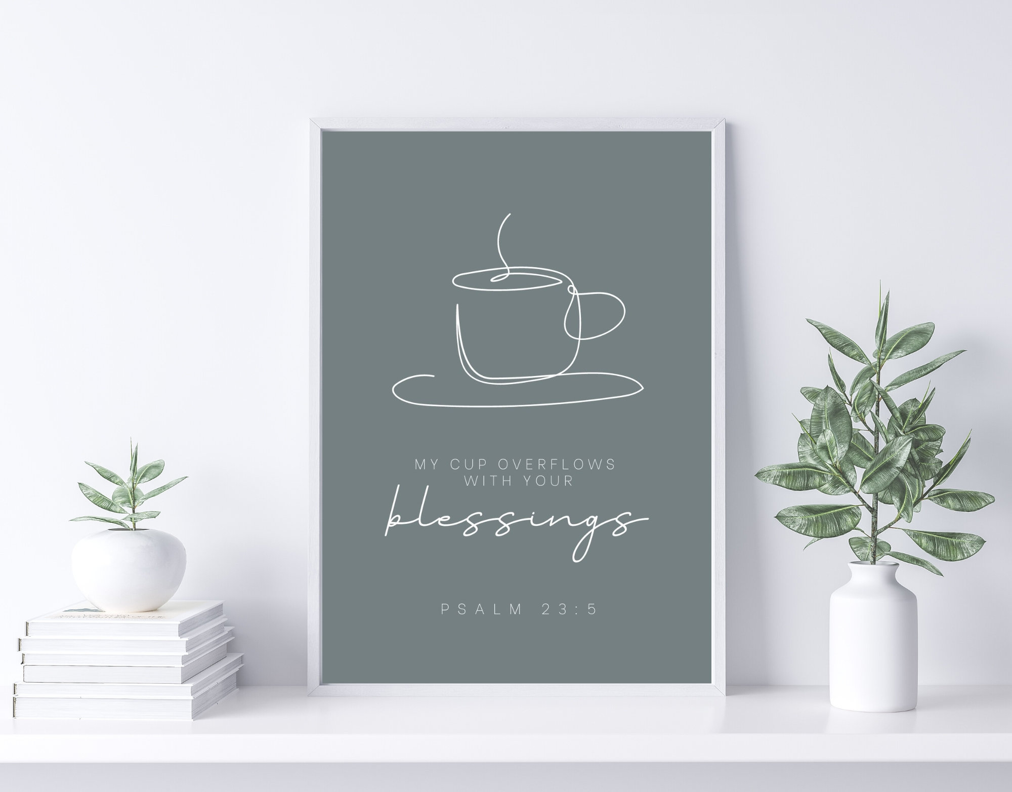 MY CUP OVERFLOWS | Digital Wall Art | Kitchen, Coffee Station Christian ...