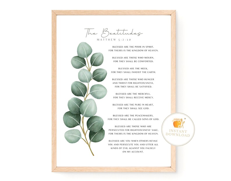 THE BEATITUDES | Digital Wall Art | Christian Bible Verse | Matthew 5:2 ...