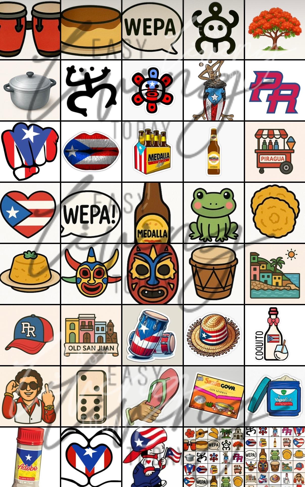 Puerto Rico Emoji Pack: 50 Boricua Stickers for iPhone (digital ...