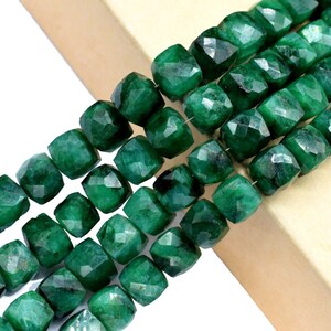 Emerald Faceted Cubes,square Cube Nuggets Beads,emerald 3D Box Faceted ...