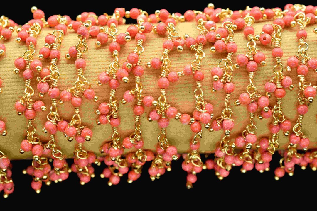 Red Coral 2mm Rosary Chain,handmade Cluster Rosary Chain,coral Jewelry ...