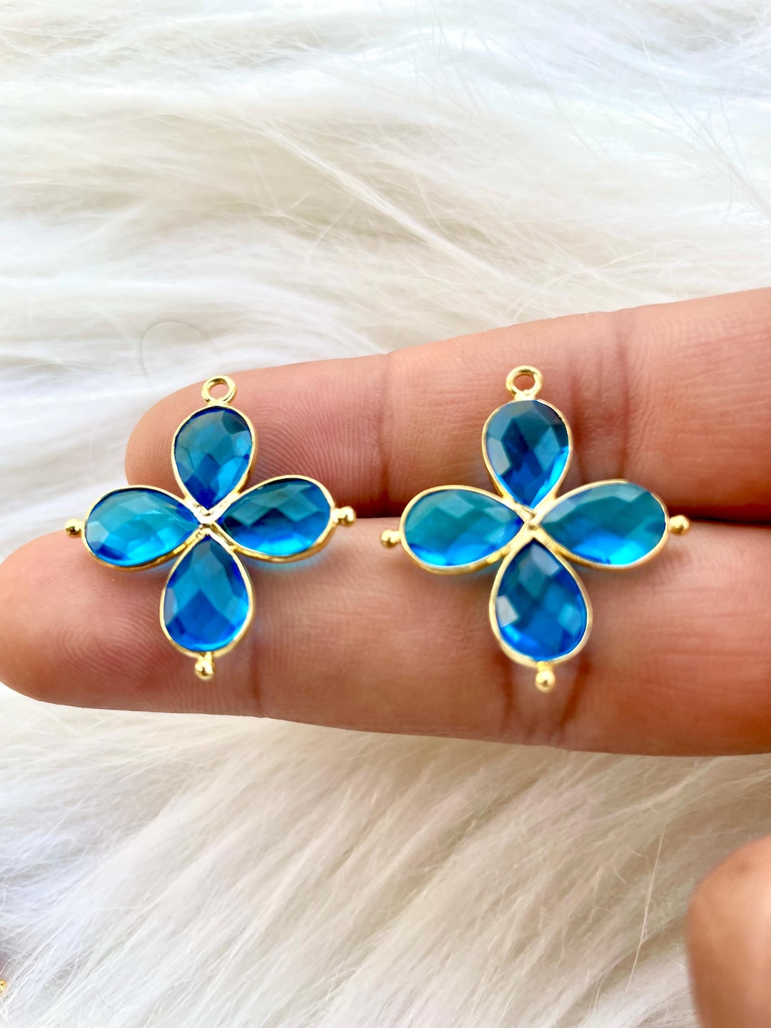 Blue Topaz Teardrop Pendant Connectors/teardrop Loop Connectors ...