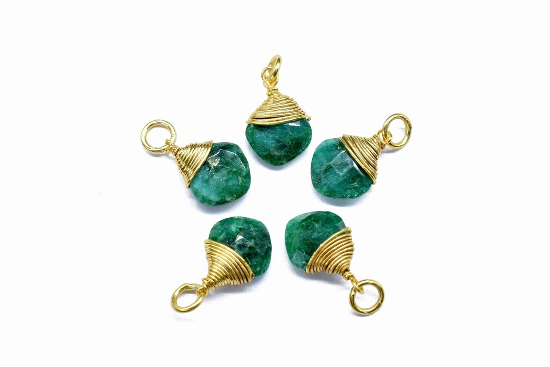 Natürlicher Smaragd Wire Wrapped Connector, 8mm Quadratische Edelstein ...