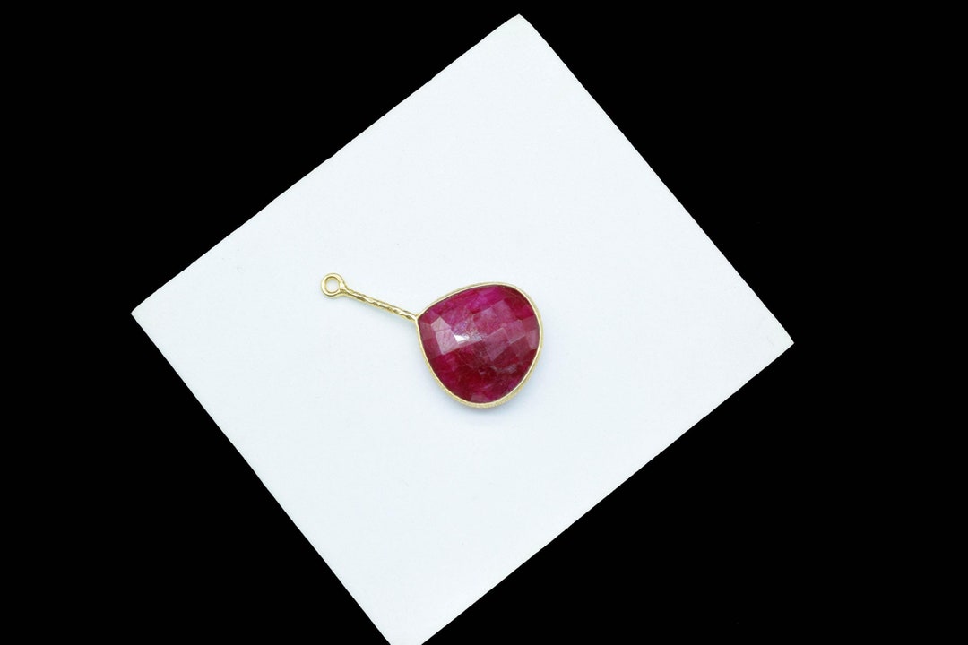 Natural Ruby 20mm Heart Pendant,ruby Connectors,gemstone Earring ...