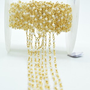 Moonstone 2mm Beaded Chain,moonstone Rosary Chains,gold Plating Wire ...