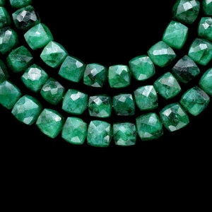Emerald Faceted Cubes,square Cube Nuggets Beads,emerald 3D Box Faceted ...
