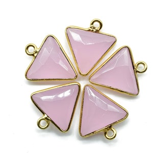 Pink Chalcedony 12mm Triangle Shapesingle Bail Connectorpink | Etsy