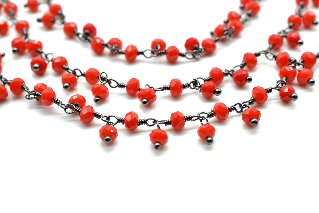 Red Coral Cluster Rosary Chain,handmade Jewelry Making Wire Wrapped ...