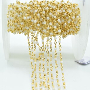 Moonstone 2mm Beaded Chain,moonstone Rosary Chains,gold Plating Wire ...