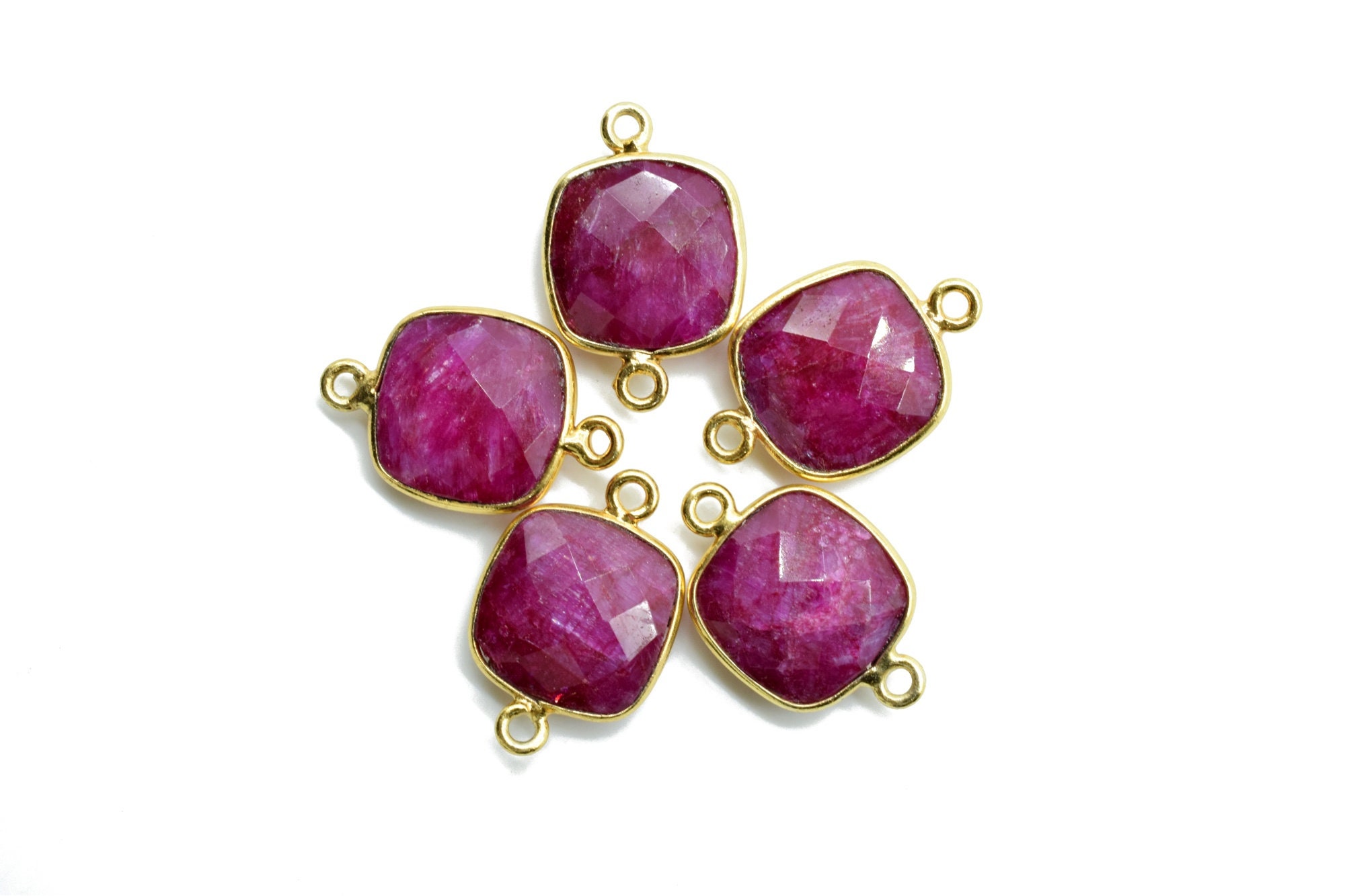 Ruby 12mm Cushion shape Double bail connectorRuby | Etsy