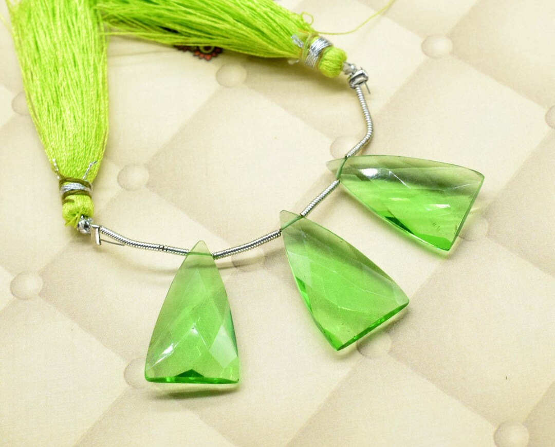 Peridot Triangle Faceted Briolettes,green Quartz Gemstone,handmade ...