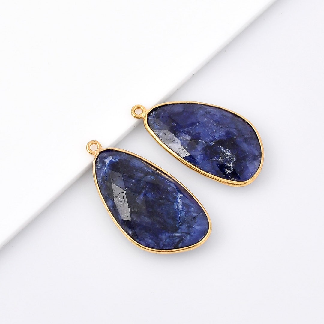 Blue Sapphire 15x26mm Charms,sapphire Pendant,sapphire Jewelry Making ...