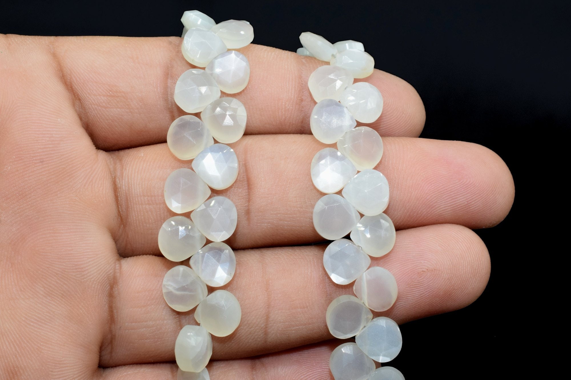 White Moonstone heart Shape beadswhite Moonstone | Etsy